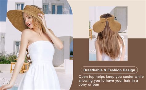 Hwshqy Oo Straw Sun Hats For Women Straw Visor Hat For Women Travel