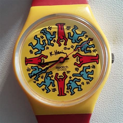 1985 Swatch Watch By Keith Haring Modele Avec Personnages Limited
