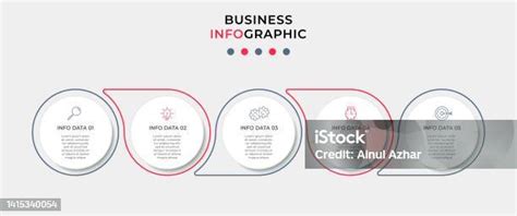 아이콘과 5 가지 옵션 또는 단계가있는 비즈니스 인포 그래픽 디자인 템플릿 벡터 프로세스 다이어그램 프레젠테이션 워크플로 레이아웃 배너 플로우 차트 정보 그래프에 사용할 수