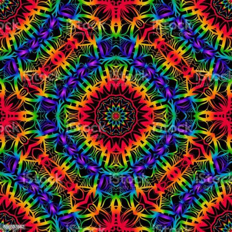 Psychodelic는 만다라 요소와 원활한 패턴 컬러 직물 또는 종이에 인쇄에 대 한 완벽 한입니다 벡터 일러스트 레이 션 0명에 대한 스톡 벡터 아트 및 기타 이미지