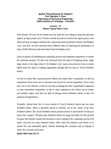 Binary Vapor Power Cycle Pdf