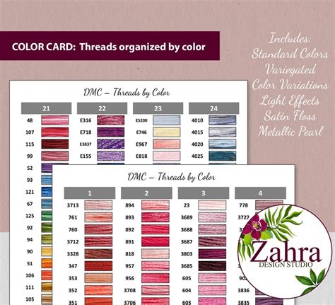 PRINTABLE DMC Color Chart And Inventory DMC Color Card Dmc Etsy