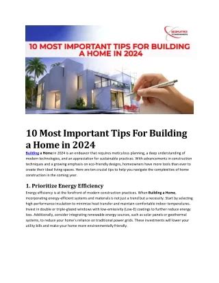 Ppt 10 Most Important Tips For Building A Home In 2024 Powerpoint Presentation Id 13514800