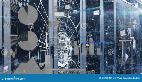 Animation Of Mathematical Equations And Data Processing Over Computer Servers Stock Footage