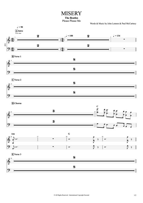 Misery Tab By The Beatles Guitar Pro Full Score Mysongbook