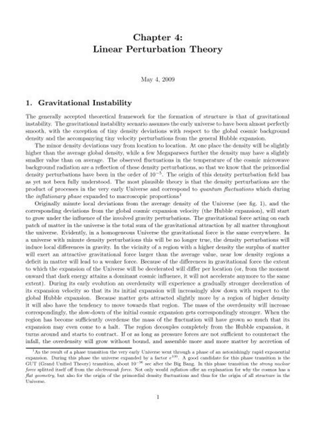 Chapter 4 Linear Perturbation Theory