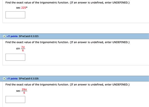 Solved Find The Exact Value Of The Trigonometrie Function