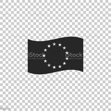 유럽 연합 아이콘 투명 한 배경에 고립의 국기 Eu 원 기호입니다 흔들며 Eu 플래그입니다 평면 디자인입니다 벡터 일러스트 레이 션 개념에 대한 스톡 벡터 아트 및 기타