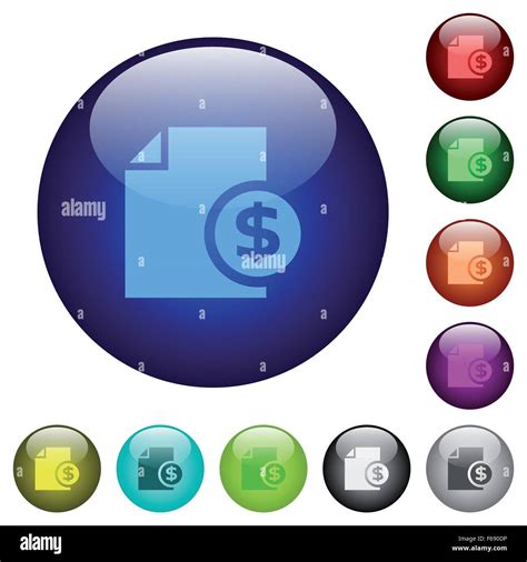 Set Of Color Money Report Glass Web Buttons Arranged Layer Structure