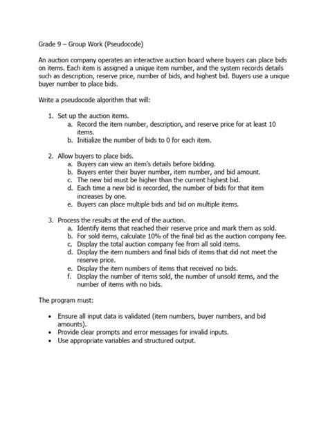 Igcse Computer Science Pseudocode Activity Pdf