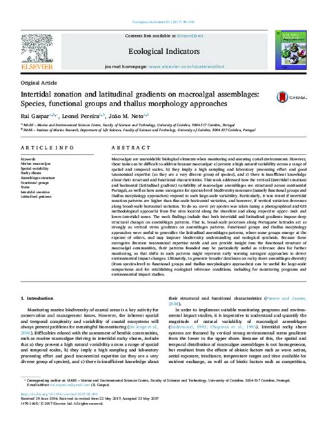 Pdf Intertidal Zonation And Latitudinal Gradients On Macroalgal Assemblages Species