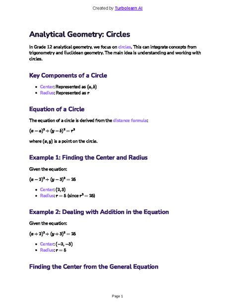 Grade 12 Analytical Geometry Understanding Circles And Their