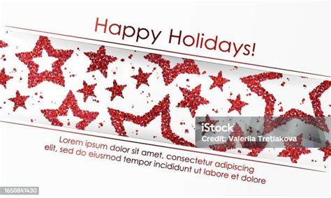 빨간 반짝임 반짝이 종이 리본 흰색 배경에 텍스트를 위한 공간이 있는 배너 벡터 그림입니다 건설 프레임에 대한 스톡 벡터 아트 및 기타 이미지 Istock