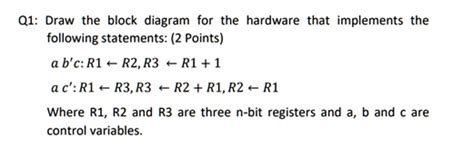 Q1 Draw The Block Diagram For The Hardware That Implements The Following Statements 2 Points