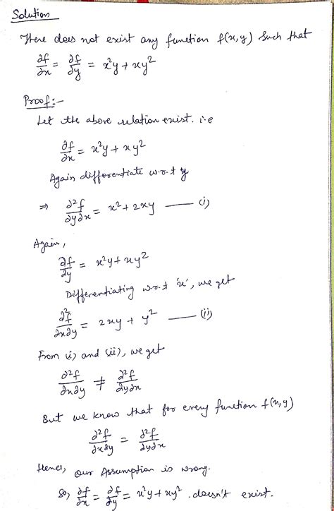 Solved Show There Does Not Exist Any Function Fx Y Such That ∂f ∂x
