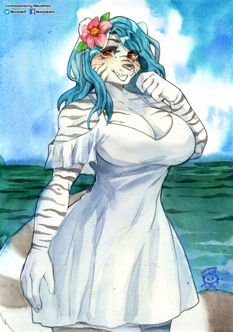 282620 Safe Artistmurazaki9 Big Cat Feline Mammal Tiger Anthro 2023 Beach