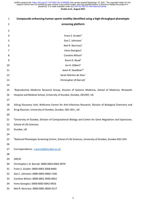 Pdf Compounds Enhancing Human Sperm Motility Identified Using A High Throughput Phenotypic