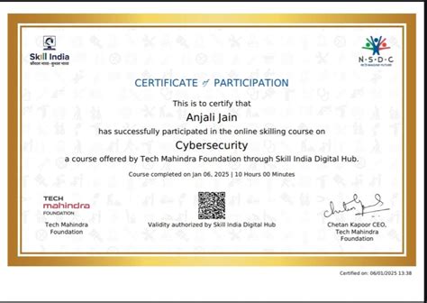 Anjali Jain On Linkedin Cybersecurity Skillindia Techmahindra Digitalskills