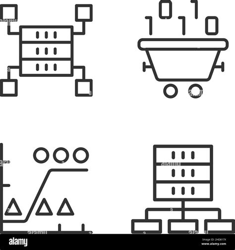 Dataset Processing Linear Perfect Pixel Icons Set Stock Vector Image And Art Alamy