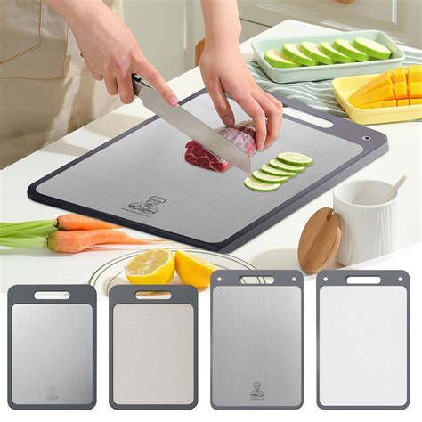 Stainless Steel Cutting Board Double Sided For Meat And Vegetables