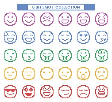 Premium Vector Set A Vector 8 Bit Emoji Collection