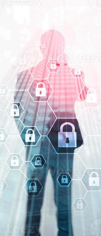 Vertical Panorama Banner Cybersecurity Information Privacy Data