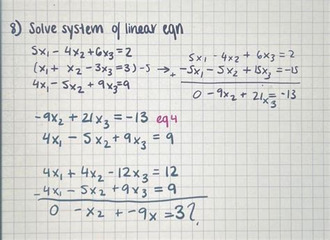 Solved Solve System Of Linear Eqn Chegg Com