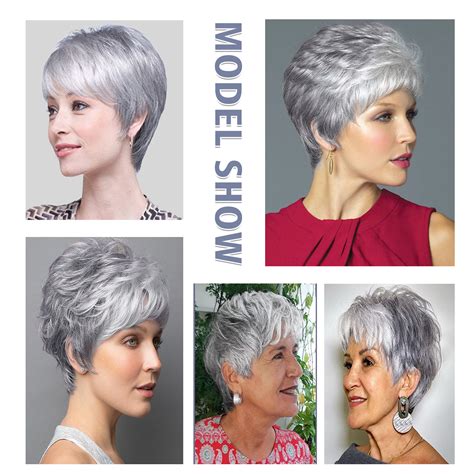 Phocas Heat Resistant Natural Gray Wigs For Women Synthetic Short