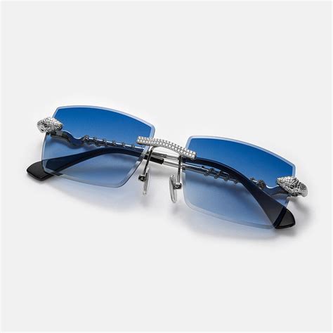 Custom Snake Moissanite Sunglasses In White Gold Icegiant