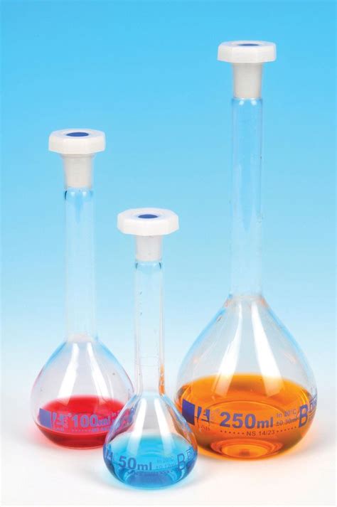 Volumetric Flask 500ml Class B 19 26 Polyethylene Stopper Borosilicate Glass Blue