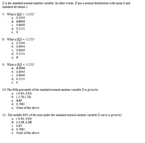 Z ﻿is The Standard Normal Random Variable In Other
