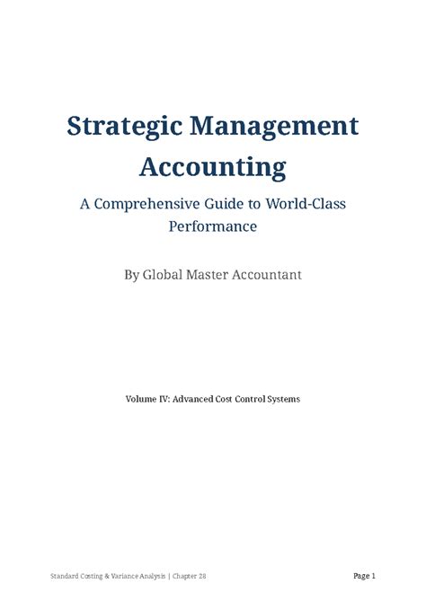 Strategic Management Accounting Advanced Variance Analysis Pjk 6h5