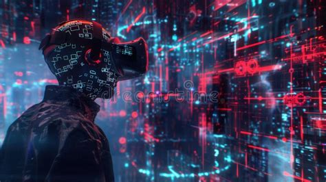 A Hacker Navigates Through A Vibrant Virtual Reality Filled With Digital Locks And Codes Fully