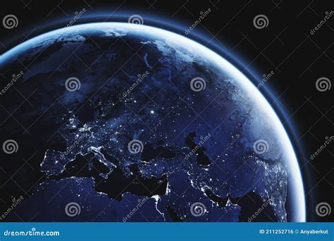 从欧洲太空看地球 库存例证 插画 包括有 星形 地图集 统温层 特写镜头 通风 西班牙 天空 211252716