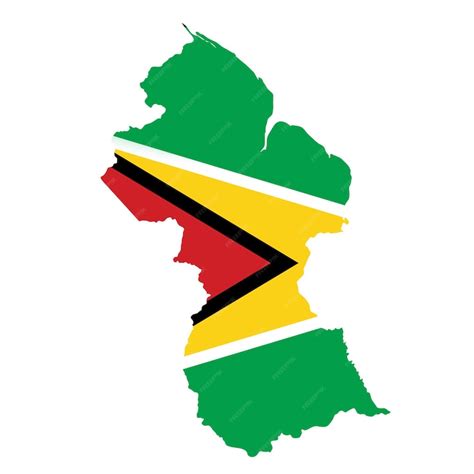 Premium Photo Guyana Flag Map Country Outline With National Flag