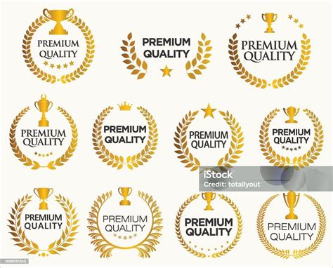 황금 프리미엄 품질 월계관 벡터 일러스트레이션 컬렉션 1위에 대한 스톡 벡터 아트 및 기타 이미지 1위 거미줄 검은색 Istock