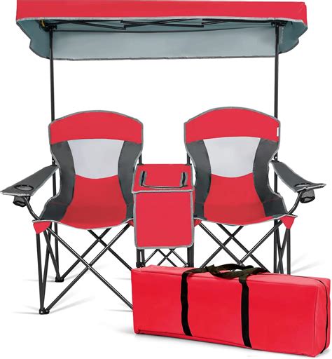 Dortala Double Camping Chair With Canopy 2 Person Folding