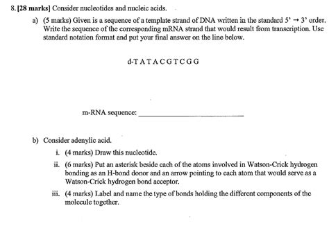 Solved Marks Consider Nucleotides And Nucleic Acids Chegg