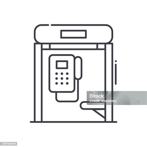 전화 부스 아이콘 선형 절연 일러스트레이션 얇은 선 벡터 웹 디자인 기호 흰색 배경에 편집 가능한 스트로크와 개요 개념 기호 거리에 대한 스톡 벡터 아트 및 기타 이미지