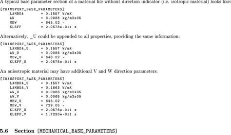 Keywords In Transport Base Parameters Section Download Table