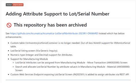 New 2023r1 Github Customization For Lotserial Attributes Community