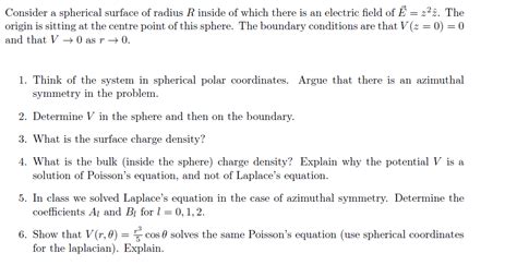 Solved Consider A Spherical Surface Of Radius R Inside Of Chegg