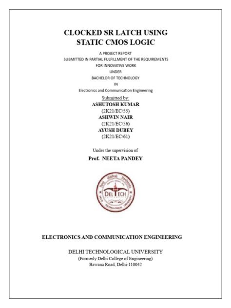 Clocked Sr Latch Using Static Cmos Pdf Logic Gate Electronic Circuits