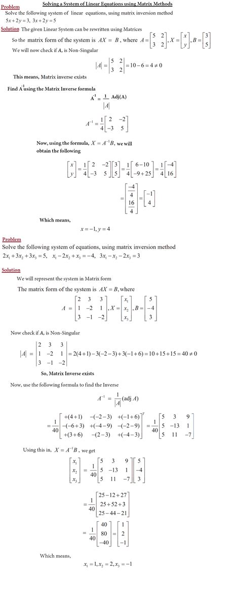 Solving Linear System Using Matrix Methods International Math Education