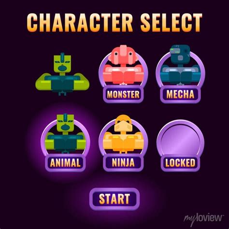 Glossy Fantasy Game Ui Character Selection Pop Up For 2d Gui Posters
