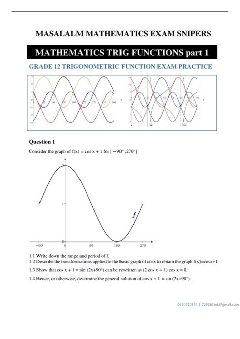 Grade 12 Trigonometric Graphs Exam Practice Part 1 Mathematics