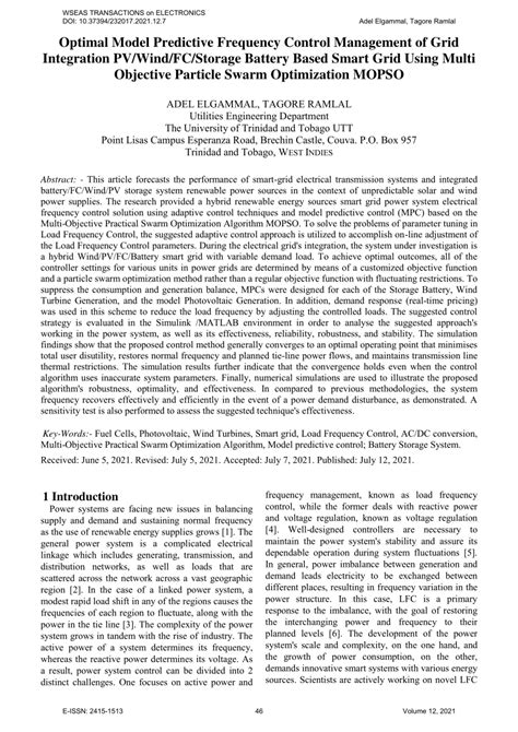 Pdf Optimal Model Predictive Frequency Control Management Of Grid Integration Pvwindfc