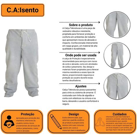 Calça Raspa Teknoluvas Para Soldador E Jatista Com Fechamento Em Velcro