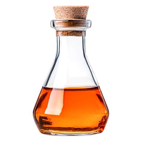 Clear Glass Flask With Cork Stopper And Amber Liquid Inside 56728476 Png
