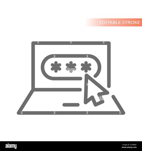 Laptop Password Login Line Vector Icon Masked Characters User And Account Entre Stock Vector